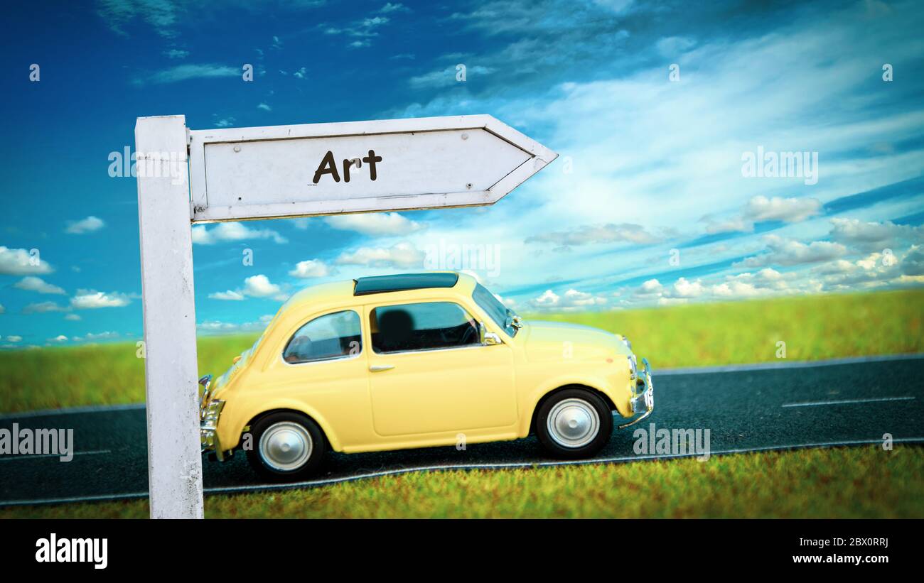 Street Sign the Direction Way to Art Stock Photo - Alamy
