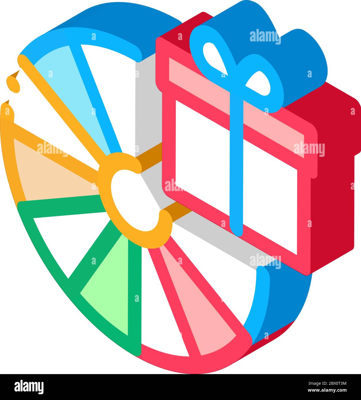 Wheel of Fortune Gift isometric icon vector illustration Stock Vector ...