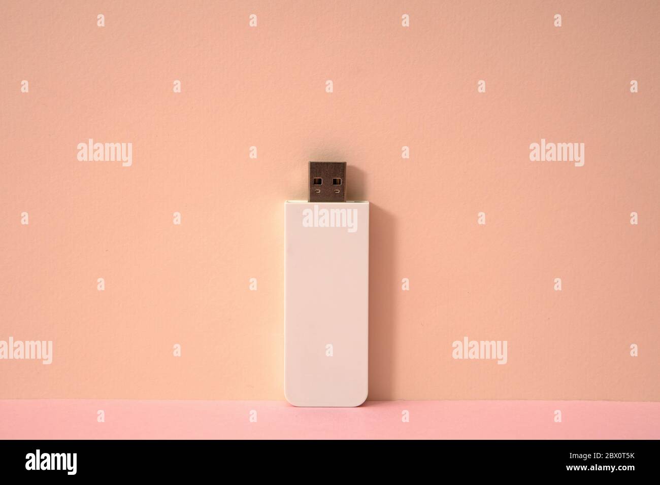 Pink color background and white USB memory storage Stock Photo - Alamy