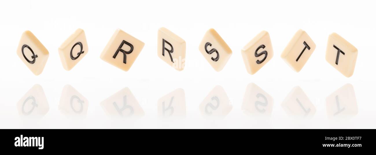 Alphabet Q,R,S,T word block with white background Stock Photo - Alamy