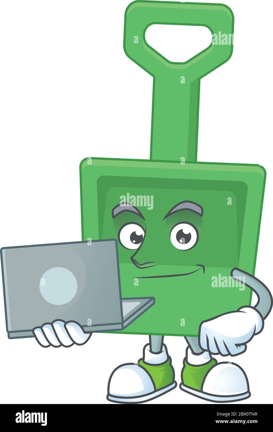 Diligent green sand bucket cartoon drawing concept working from home ...