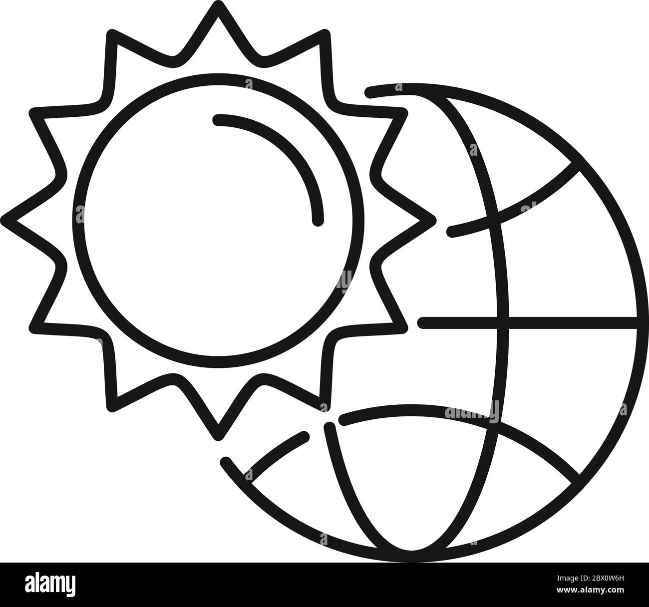 Warm global temperature icon. Outline warm global temperature vector ...