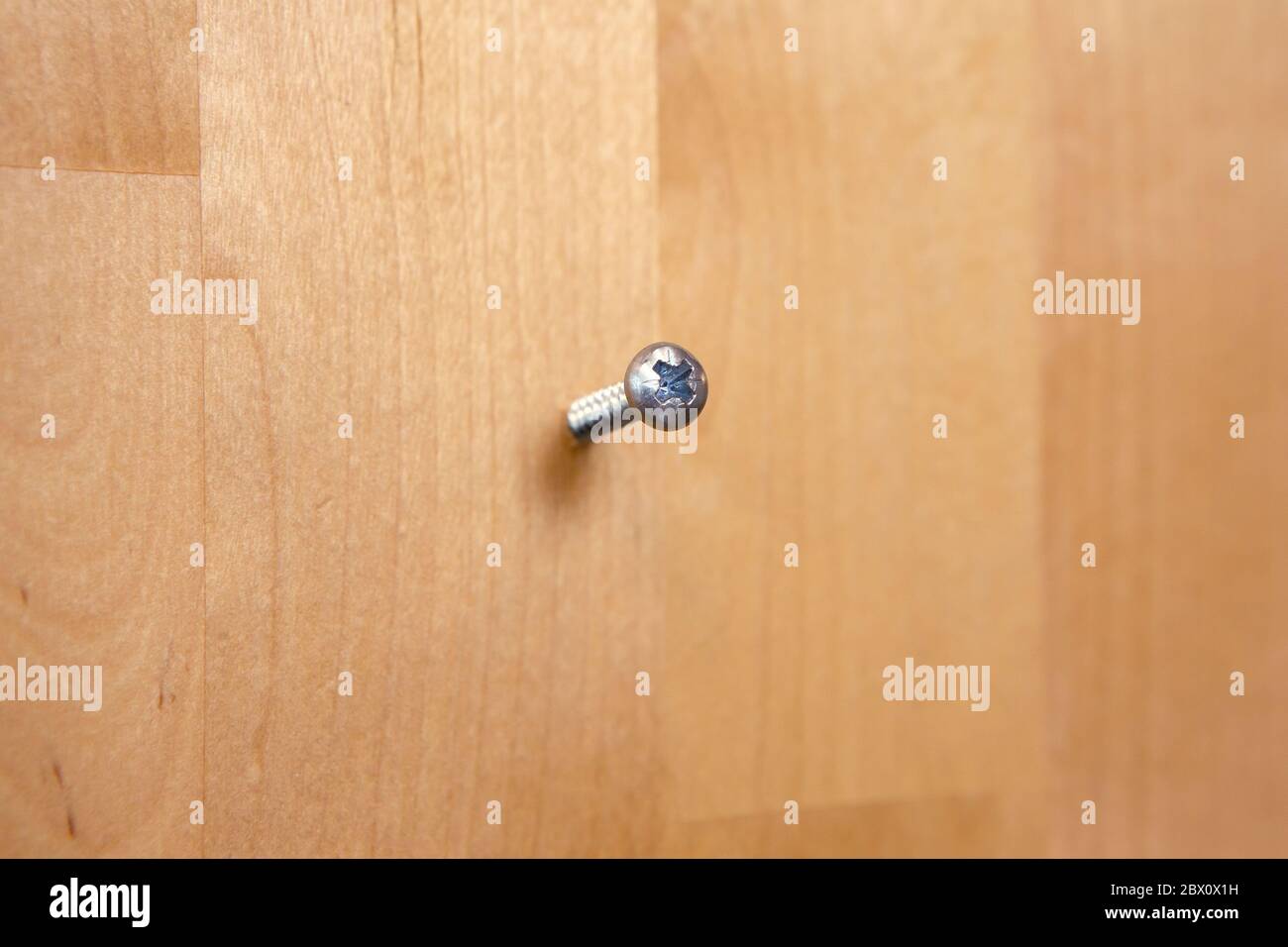a screw embedded in the surface of wood Stock Photo - Alamy