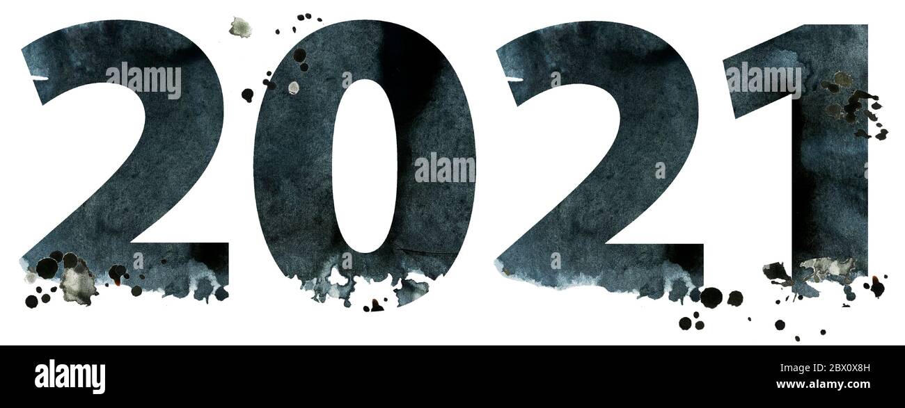 Watercolor illustration new year two thousand and twenty one Stock ...
