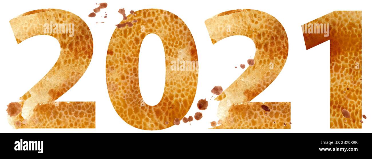 Watercolor illustration new year two thousand and twenty one Stock ...