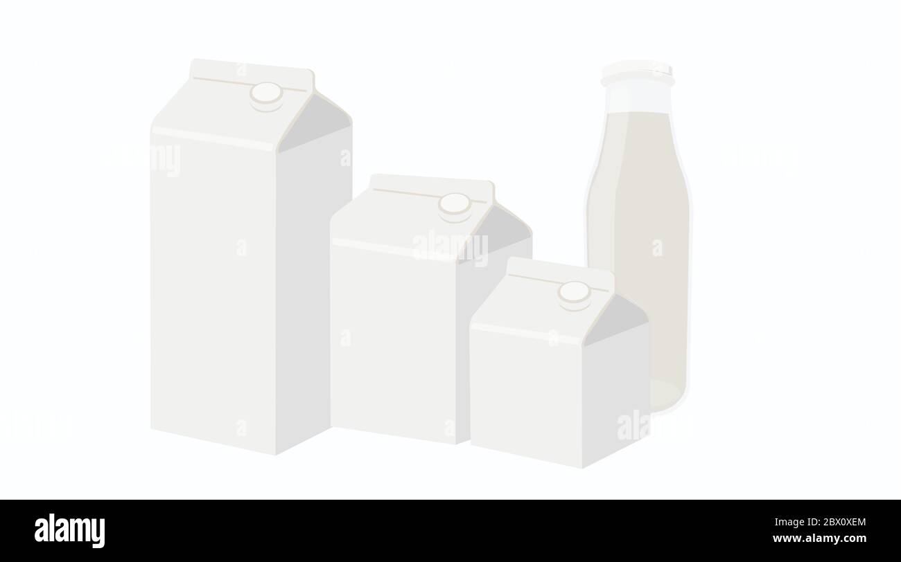 Vector Illustration Milk box isometric view, Different Sizes Milk ...