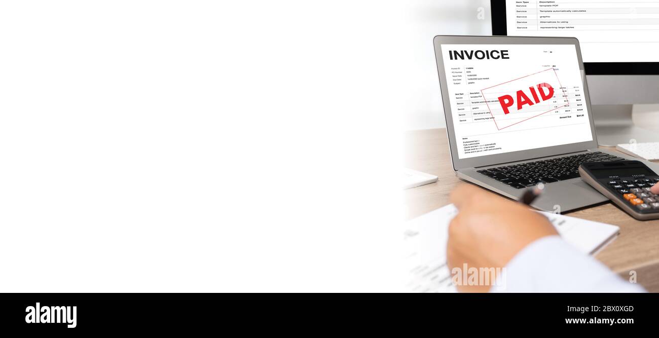 Businessman work Using The Computer Calculating Invoice In Office ...