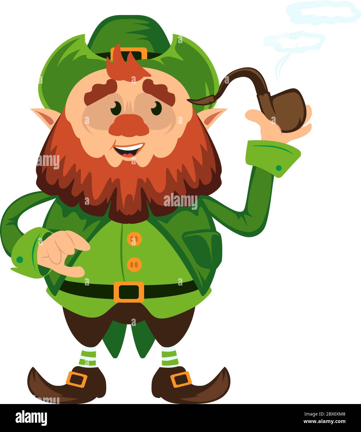 Leprechaun cartoon character or funny green dwarf vector illustration ...