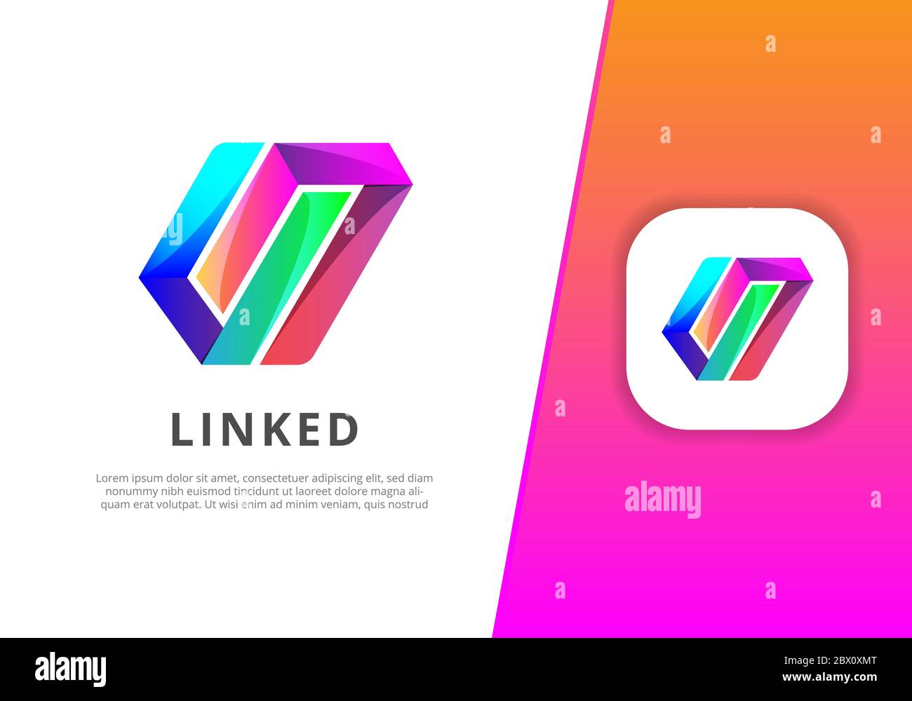 Linked Technology Trendy Logo Design Template Stock Vector Image & Art ...