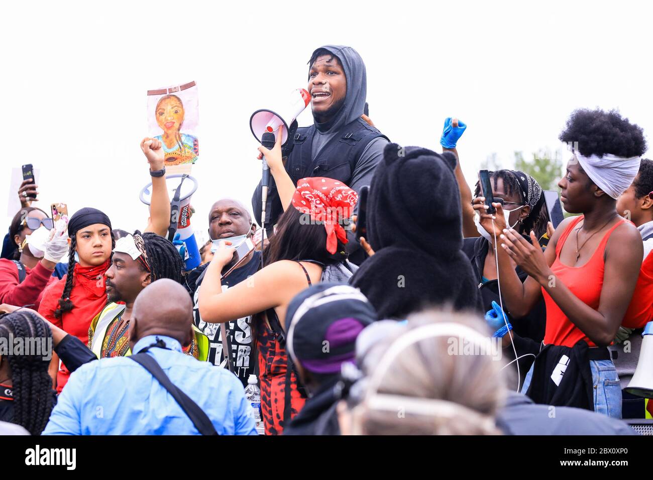 London, England. 3rd June 2020. Star Wars actor John Boyega joined the ...