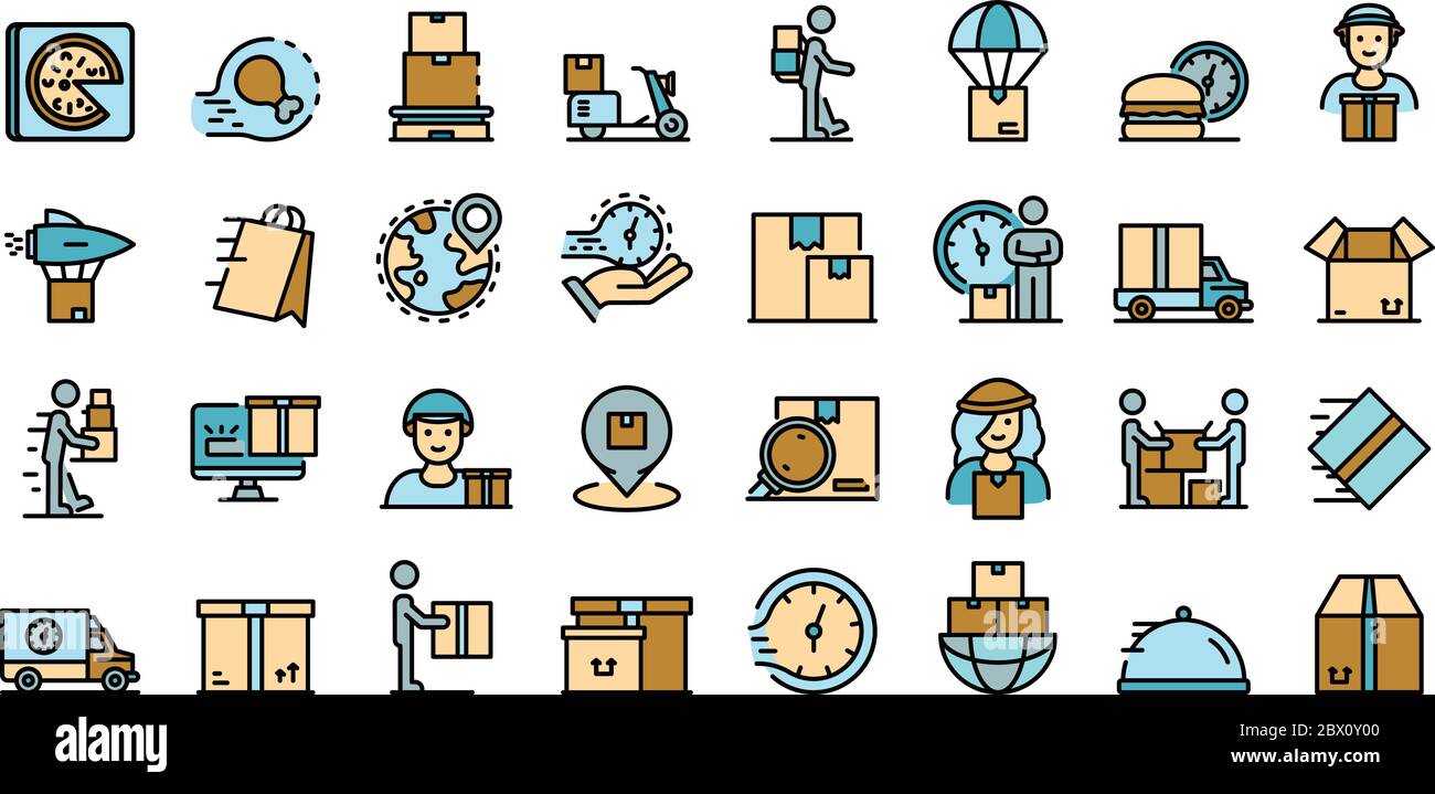 Courier icons set, outline style Stock Vector Image & Art - Alamy
