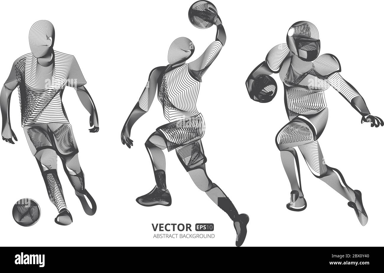 Abstract sport game competition player male figure in action jumping ...