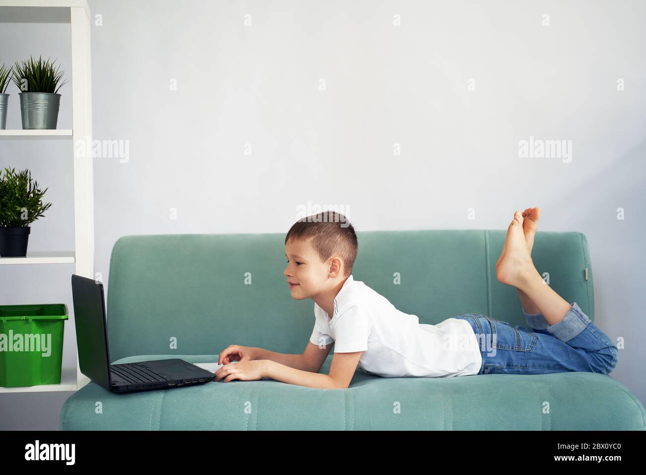 distance learning at home with students . students study at home Stock ...