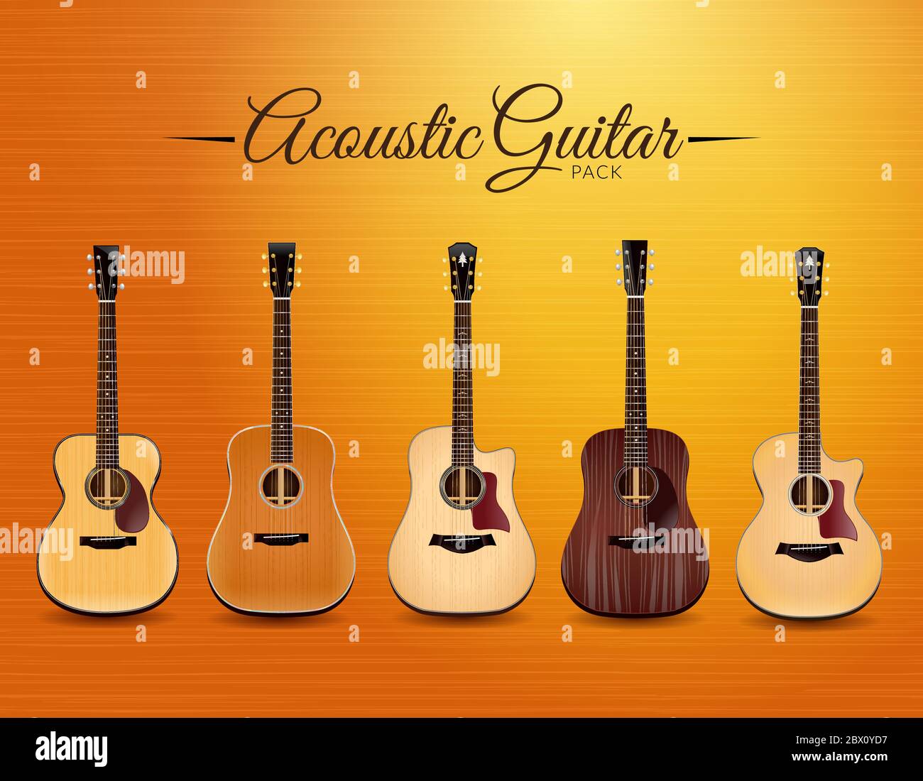Realistic Acoustic Guitar Collection Design Stock Vector Image & Art ...