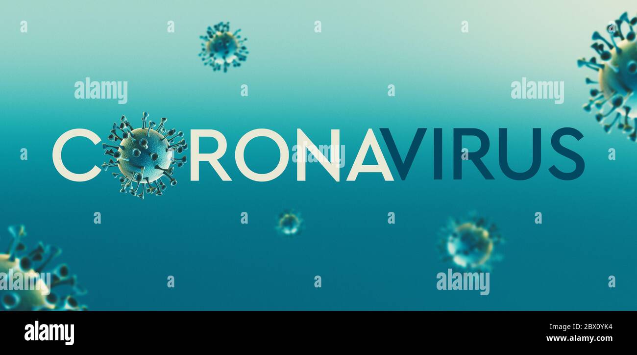 High resolution banner Coronavirus microscopic view. Dangerous asian ...
