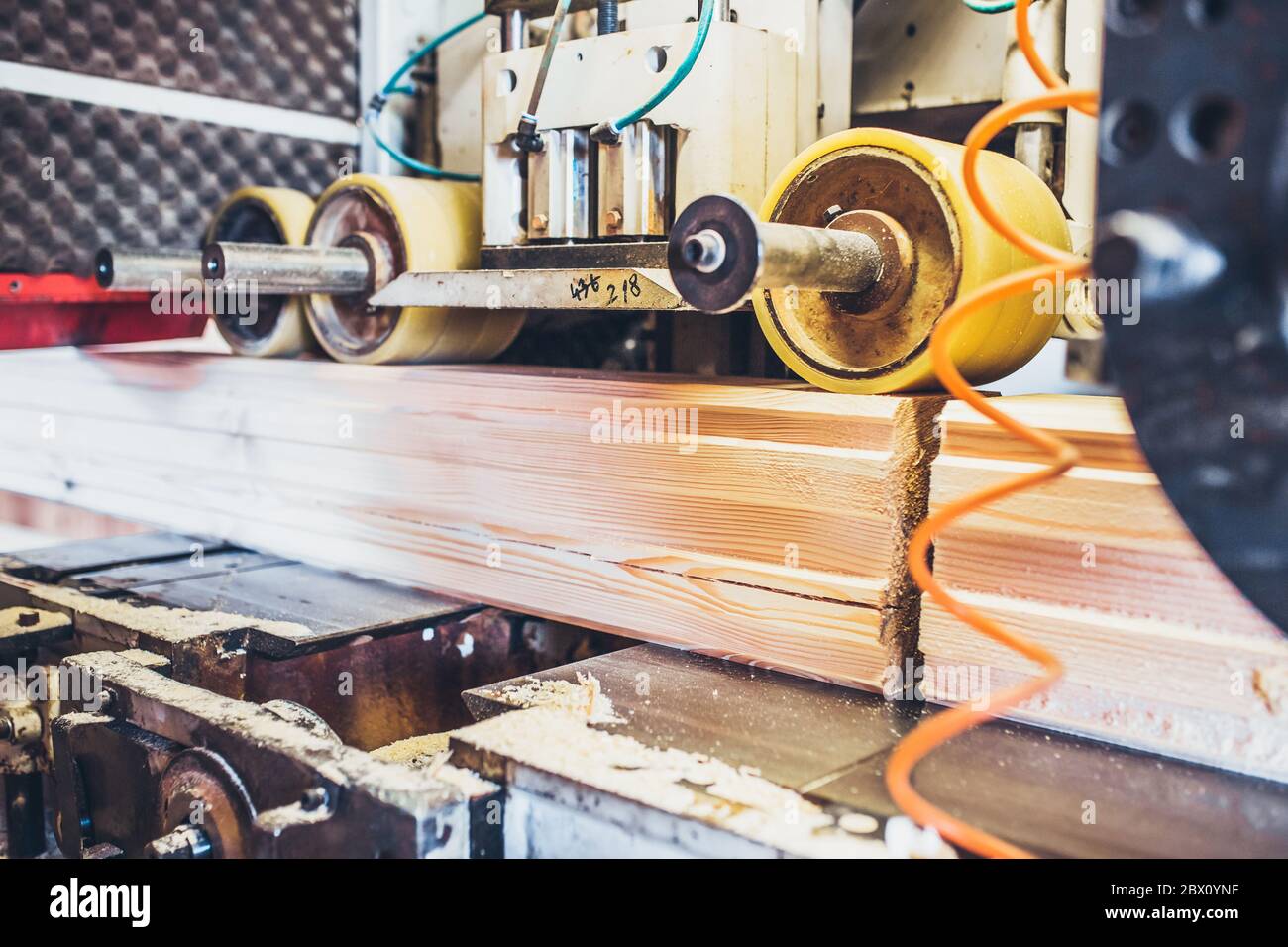 Profiling timber along the entire length in an industrial machine ...