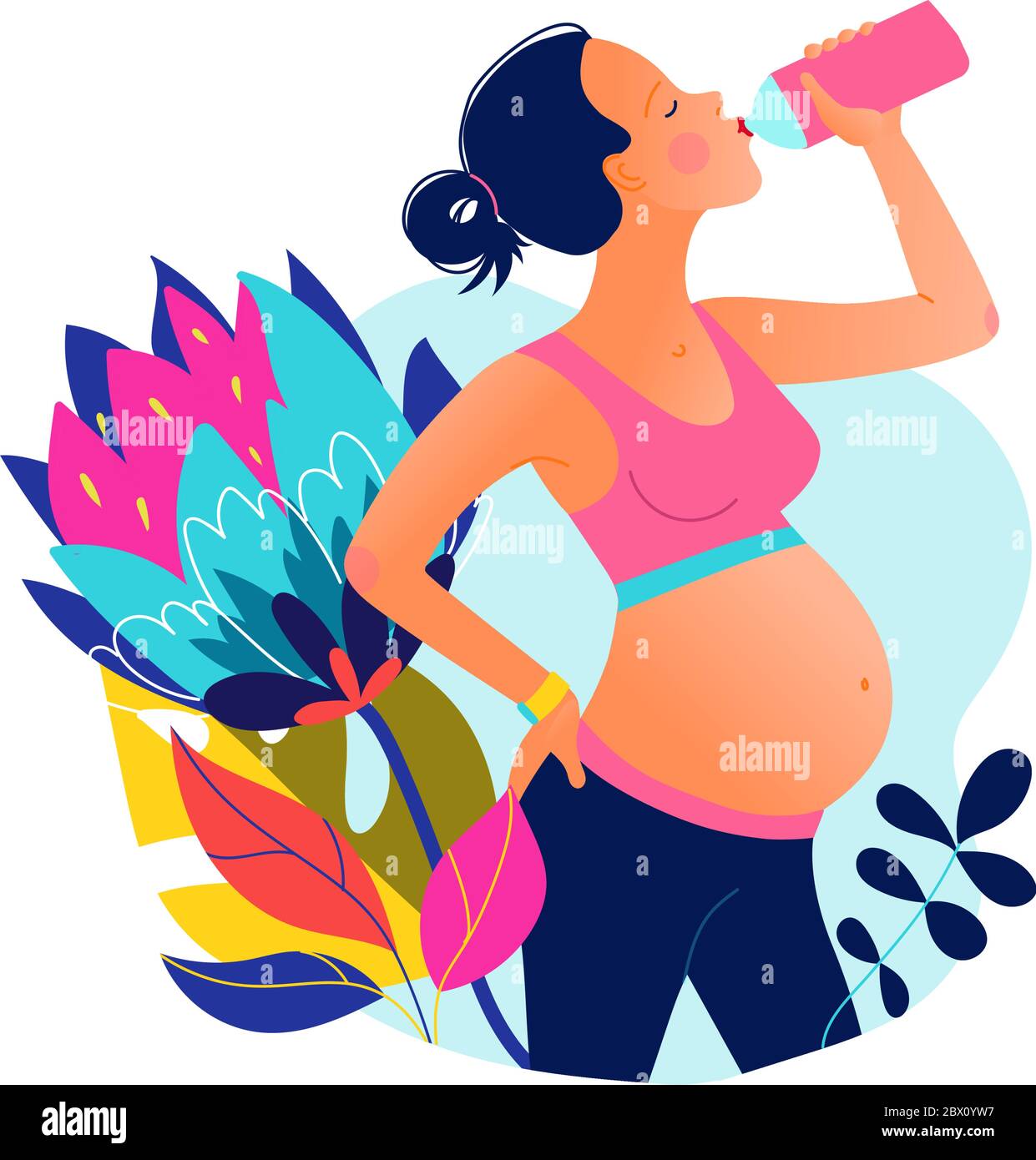 Pregnant exercise vector cartoon hi-res stock photography and images ...