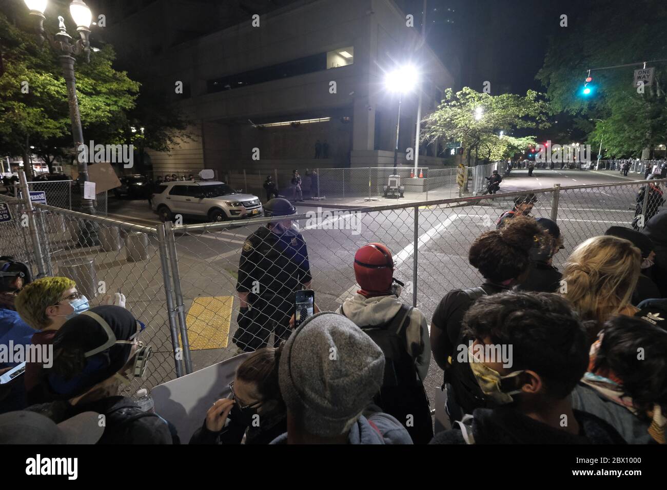 Portland, USA. 03rd June, 2020. Police bring out a long range acoustic ...