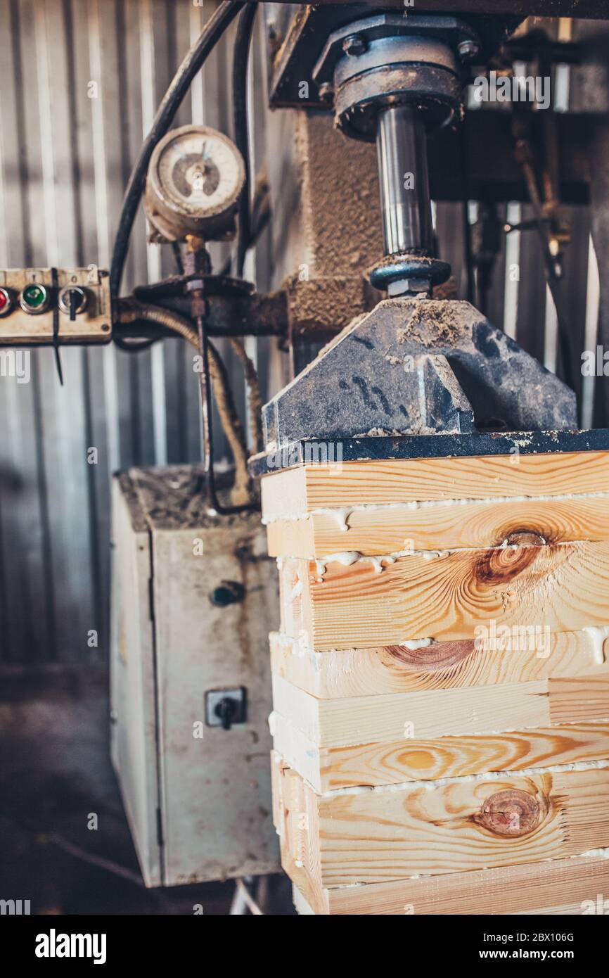 Industrial press - glued timber under high pressure - sawmill ...
