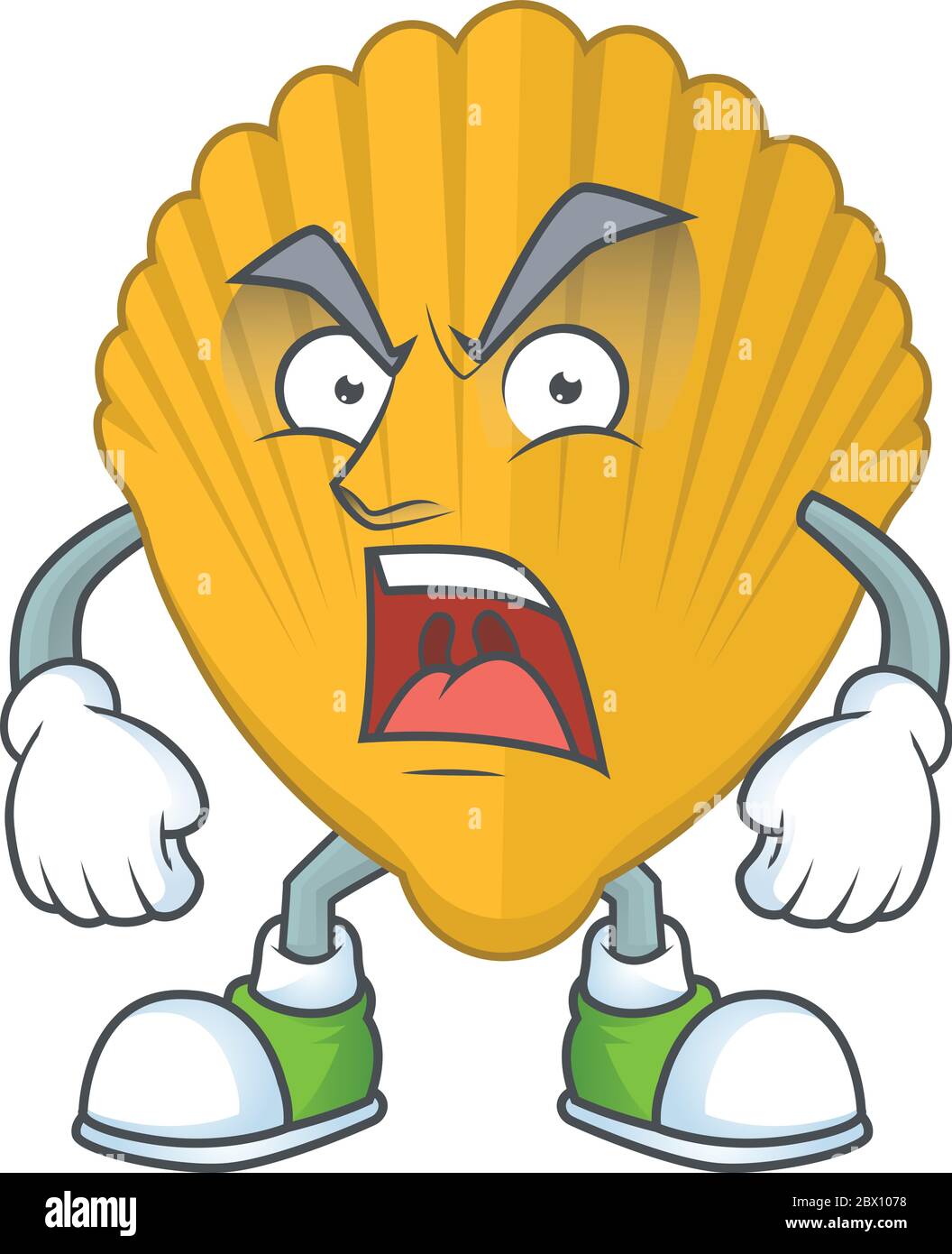 Yellow clamp cartoon drawing style with angry face Stock Vector Image ...