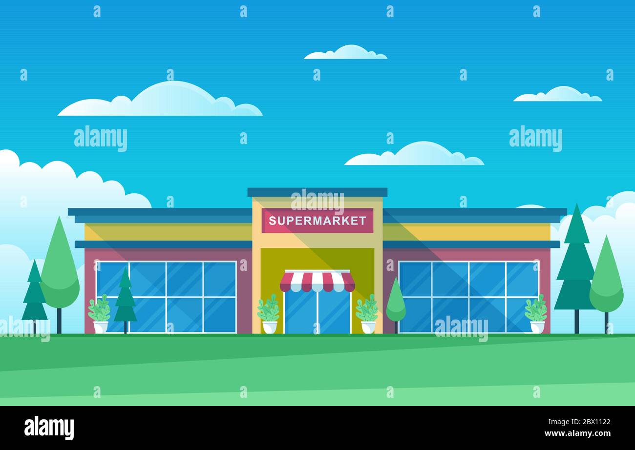 Cartoon Supermarket Outside