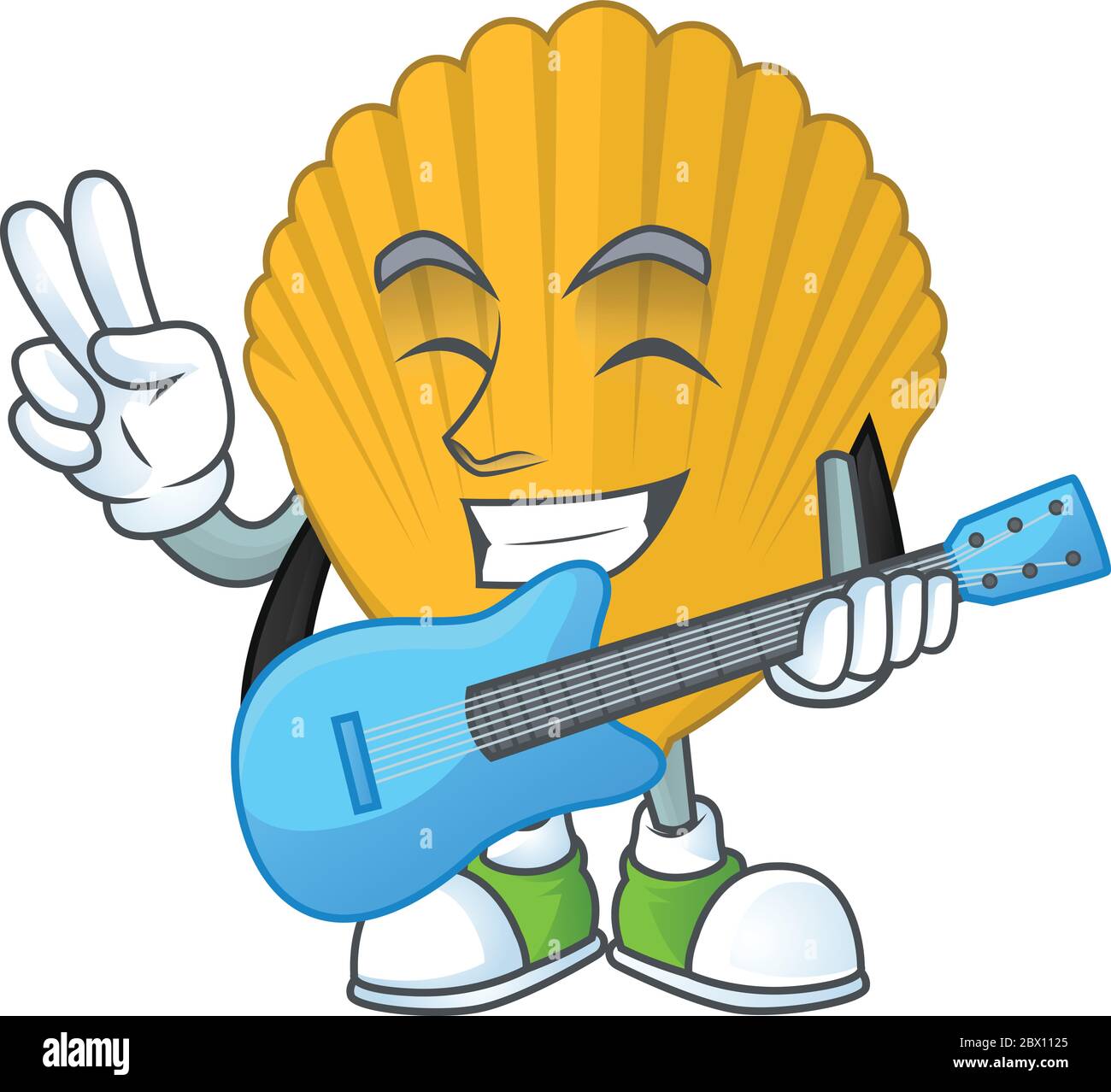 Yellow clamp cartoon character style plays music with a guitar Stock ...