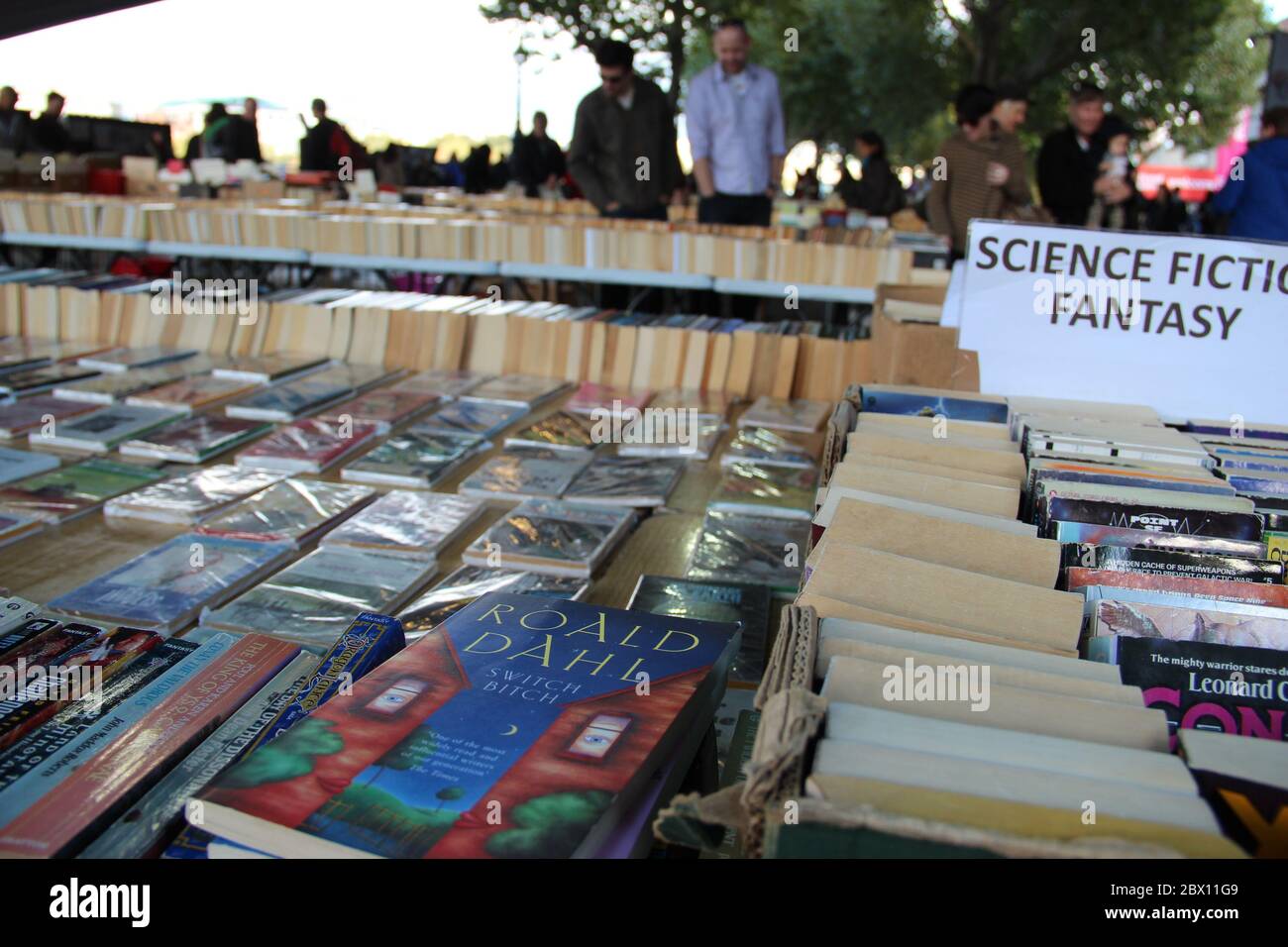 Books on display at the Southbank Book Market underneath Waterloo ...