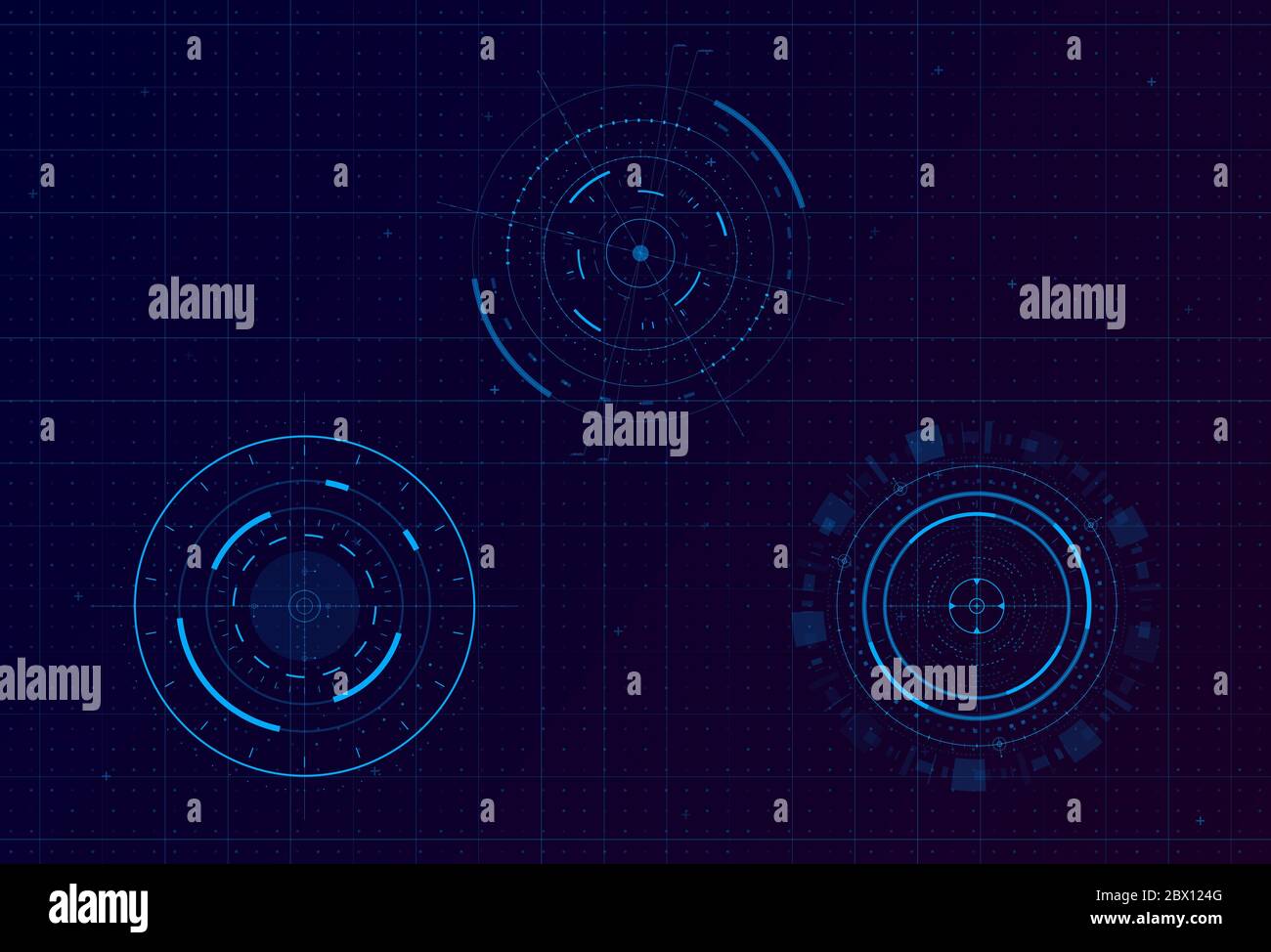 Set of HUD circle infographic elements. Sci-fi round head-up display ...