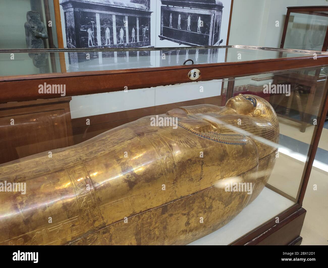 sarcophagi with mummies in Egyptian museum Stock Photo - Alamy