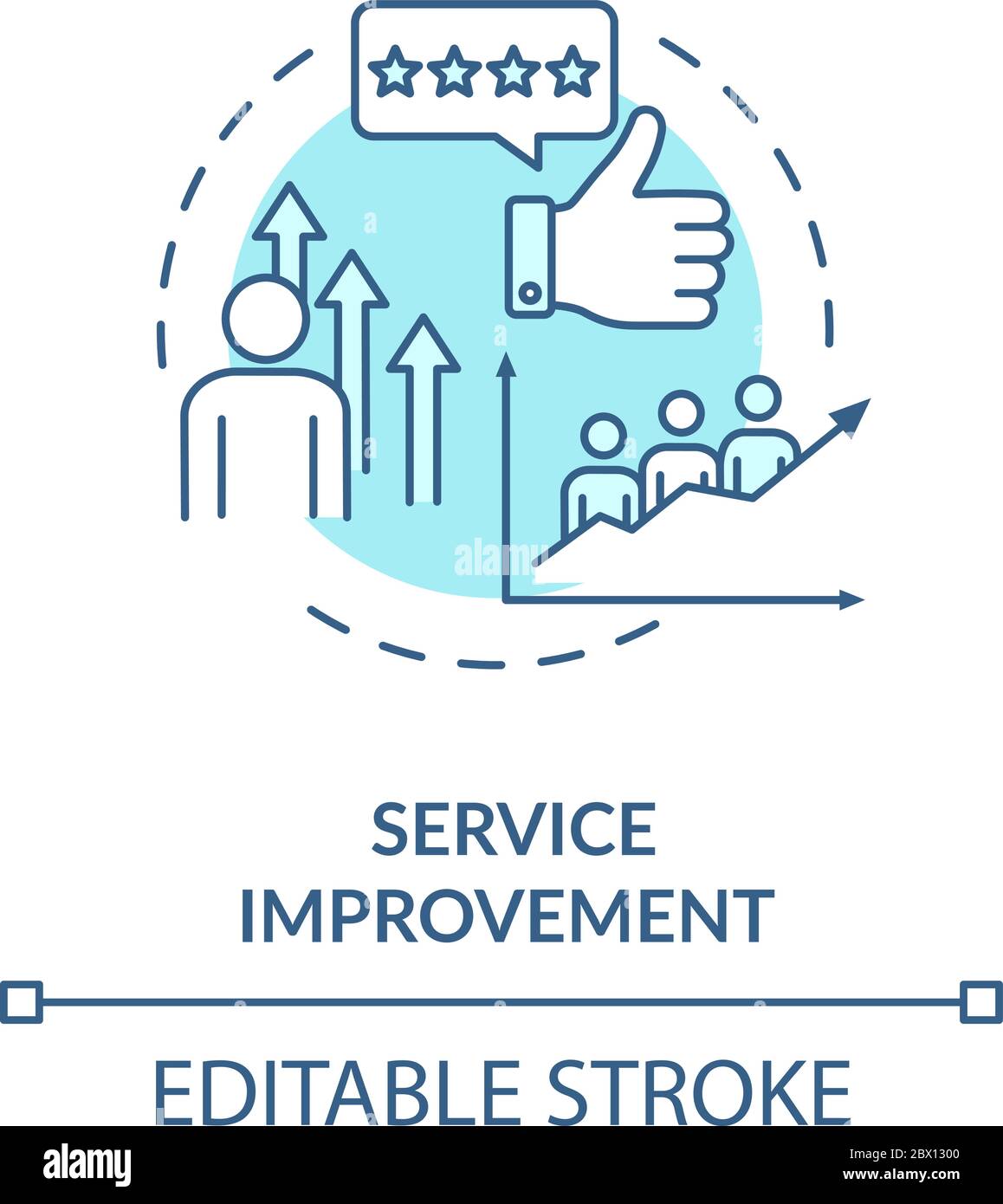 Service improvement turquoise concept icon. Customer satisfaction level ...