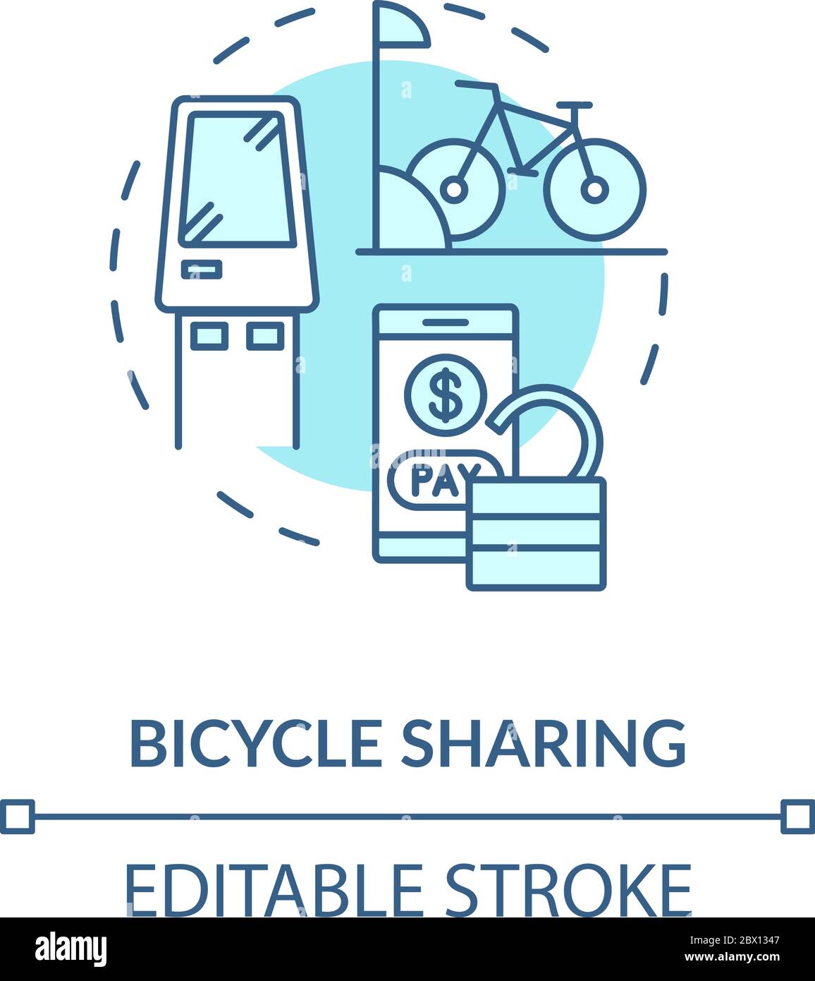 Bicycle sharing turquoise concept icon. Eco friendly urban transit ...