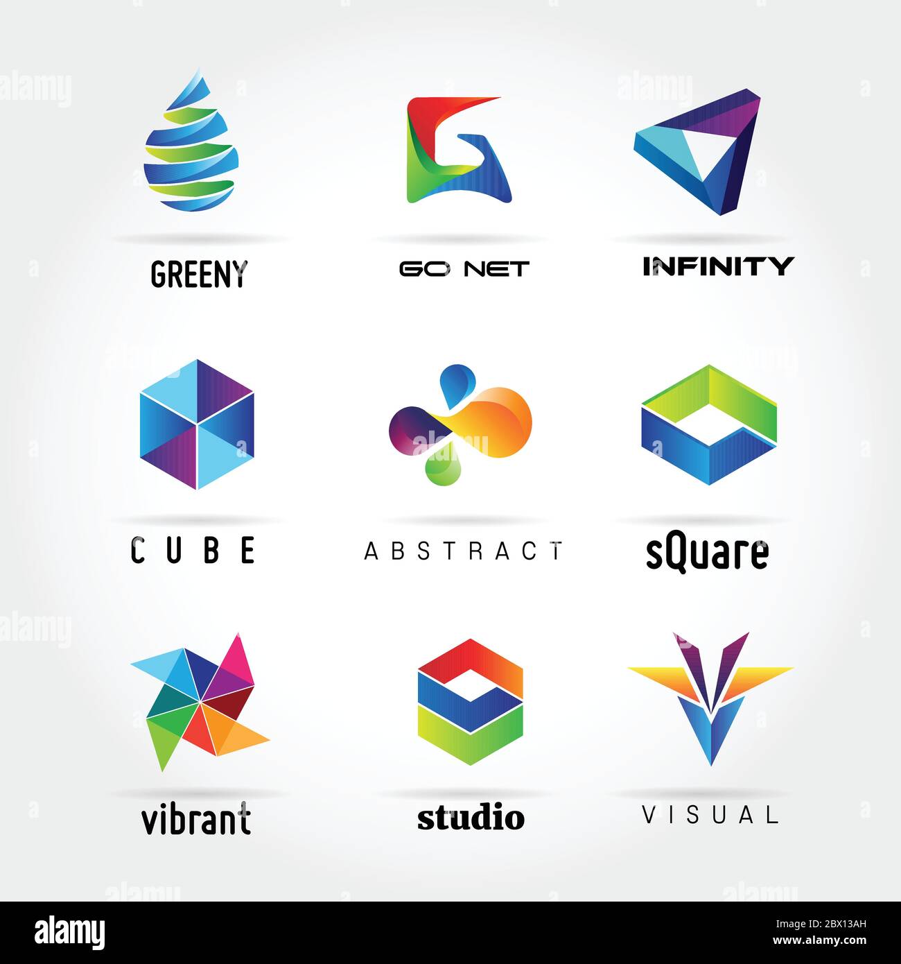 Abstract Colorful Business Logo Set Sign Symbol Icon Stock Vector Image ...