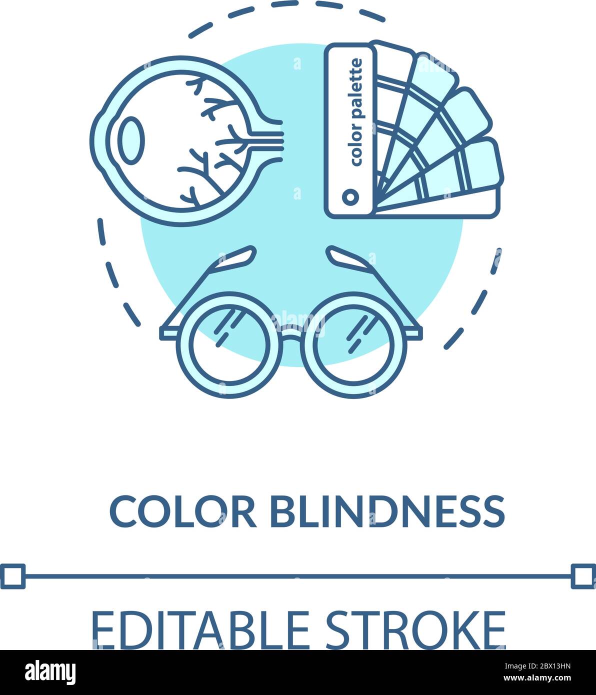 Color blindness concept icon. Common mens problem, genetic eye ...
