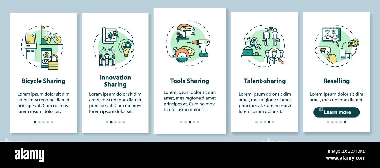 Peer to peer lending onboarding mobile app page screen with concepts ...