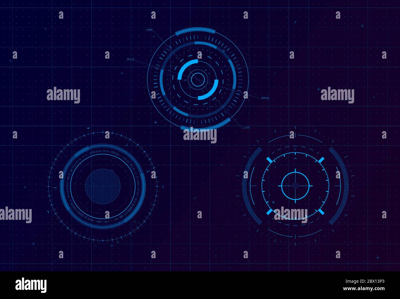 Set of HUD circle targets. Sci-fi round head-up display for futuristic ...