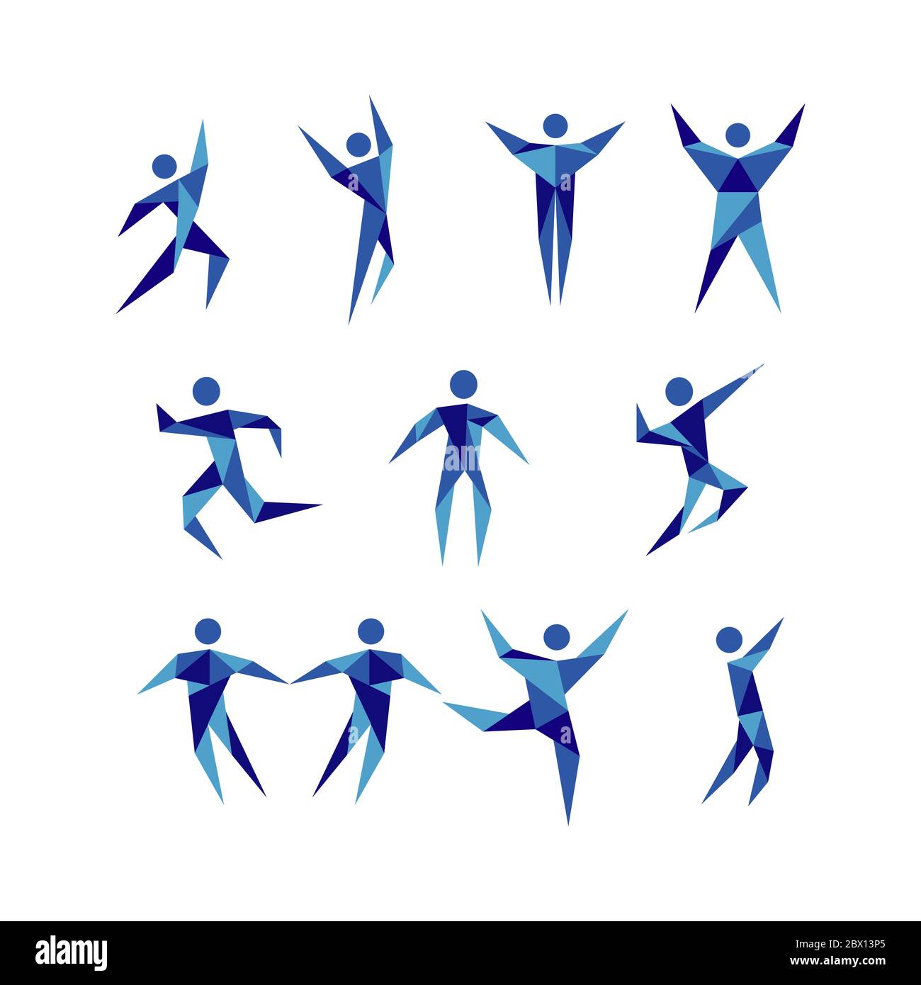 Blue Active People Figure Logo Sign Symbol Icon Set Stock Vector Image ...