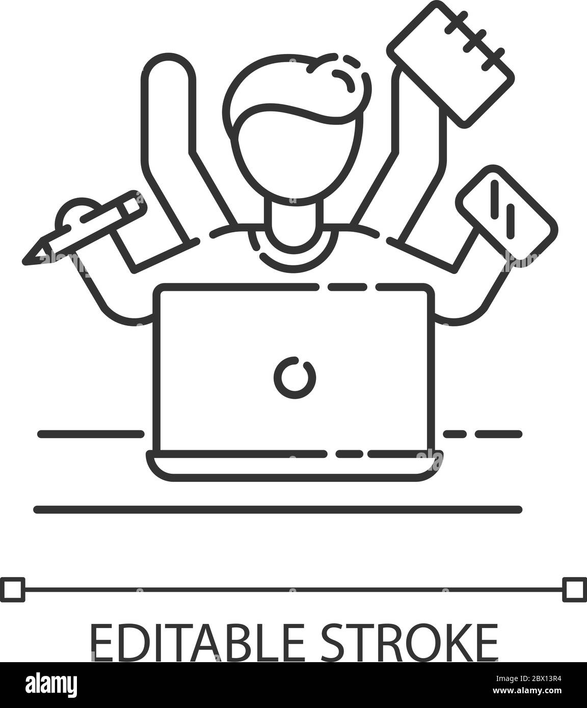 Multitasking pixel perfect linear icon. Efficiency in management ...