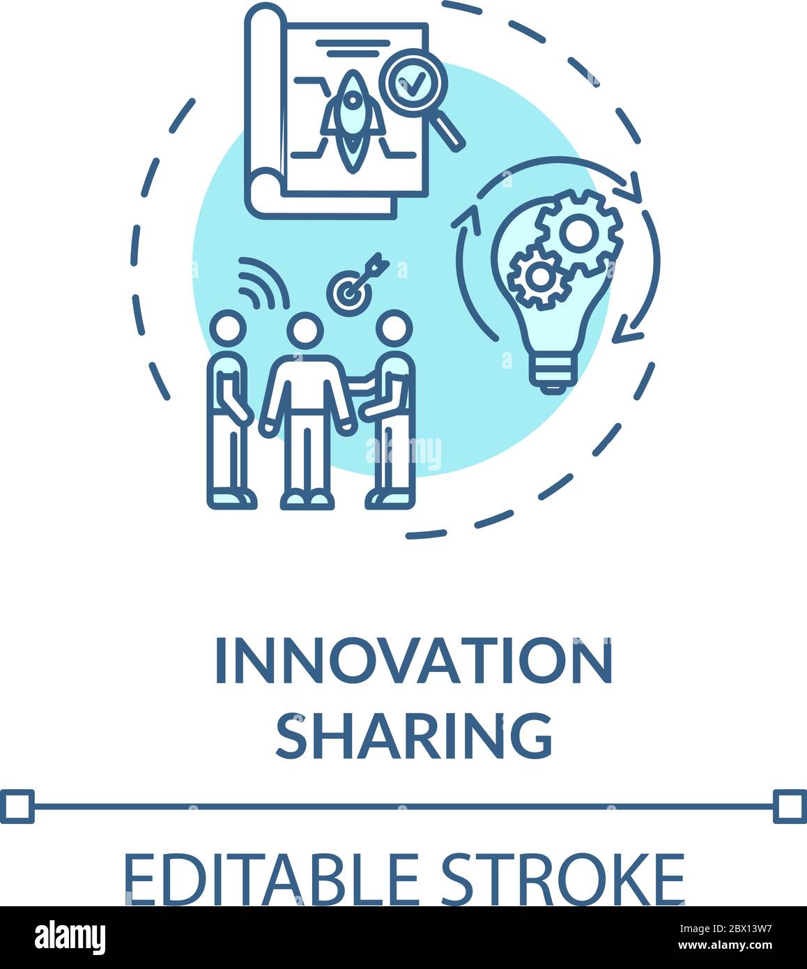 Innovation sharing turquoise concept icon. Successful startup ...