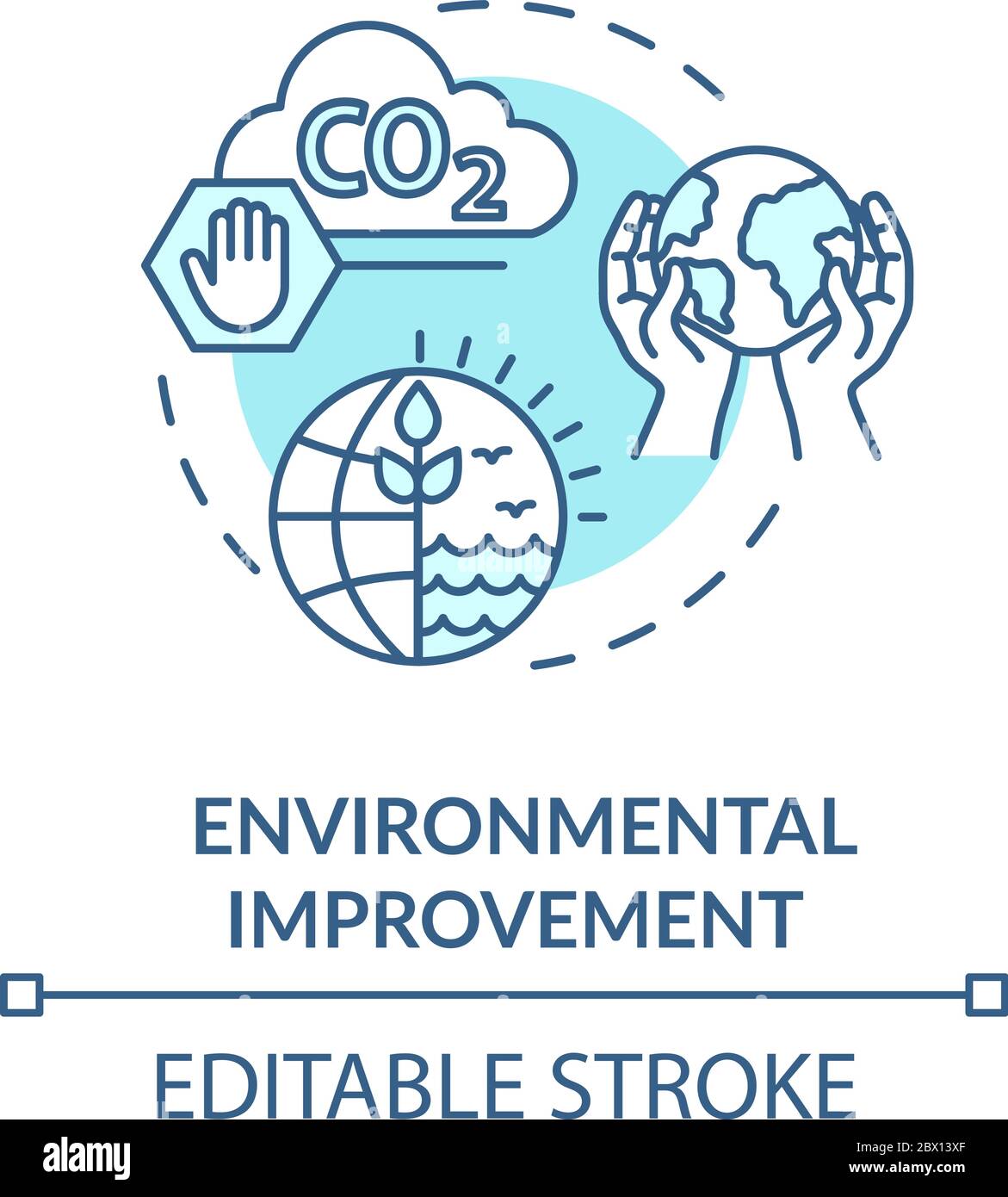 Environmental improvement turquoise concept icon. Reduce industrial ...