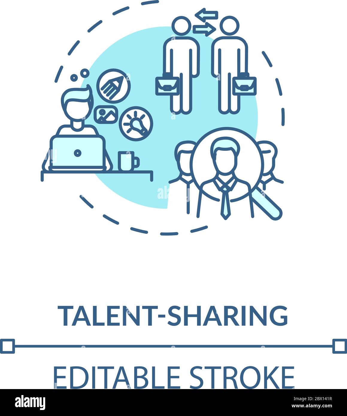 Sharing talent turquoise concept icon. Collaborative employee project ...
