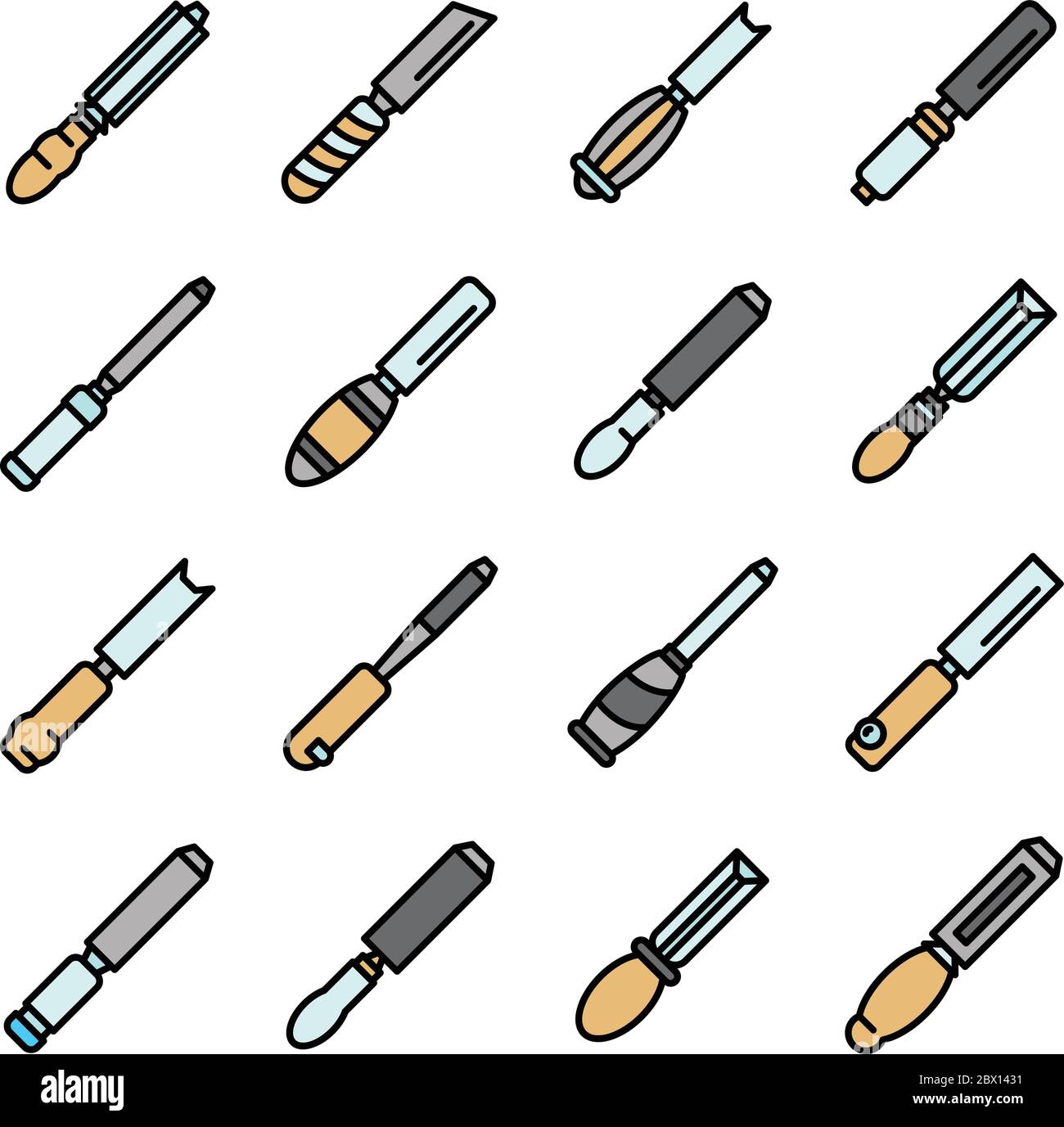 Chisel icons set, outline style Stock Vector Image & Art - Alamy