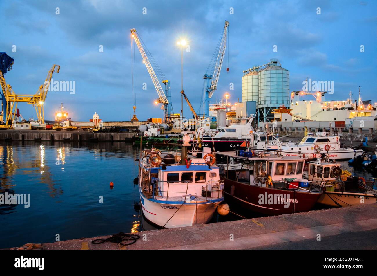 The port of Piombino by night - Italy Stock Photo - Alamy