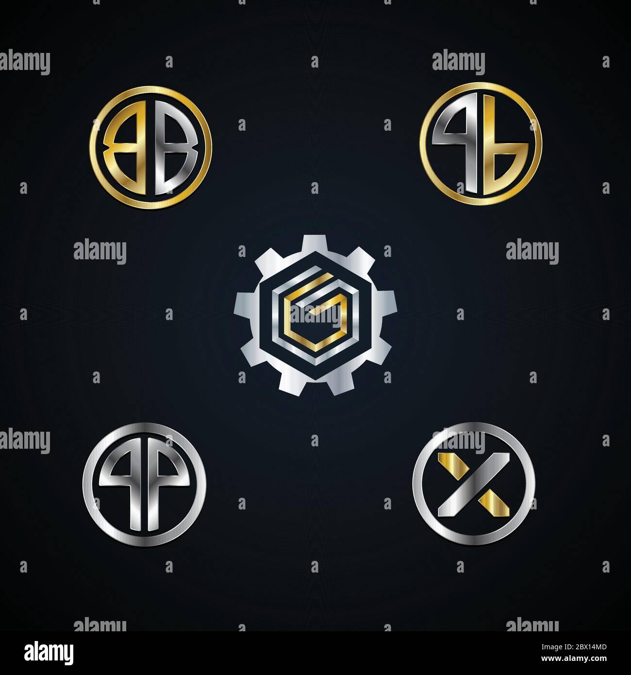 Abstract Silver Gold Metal Letter Logo Collection Set Sign Symbol Icon ...
