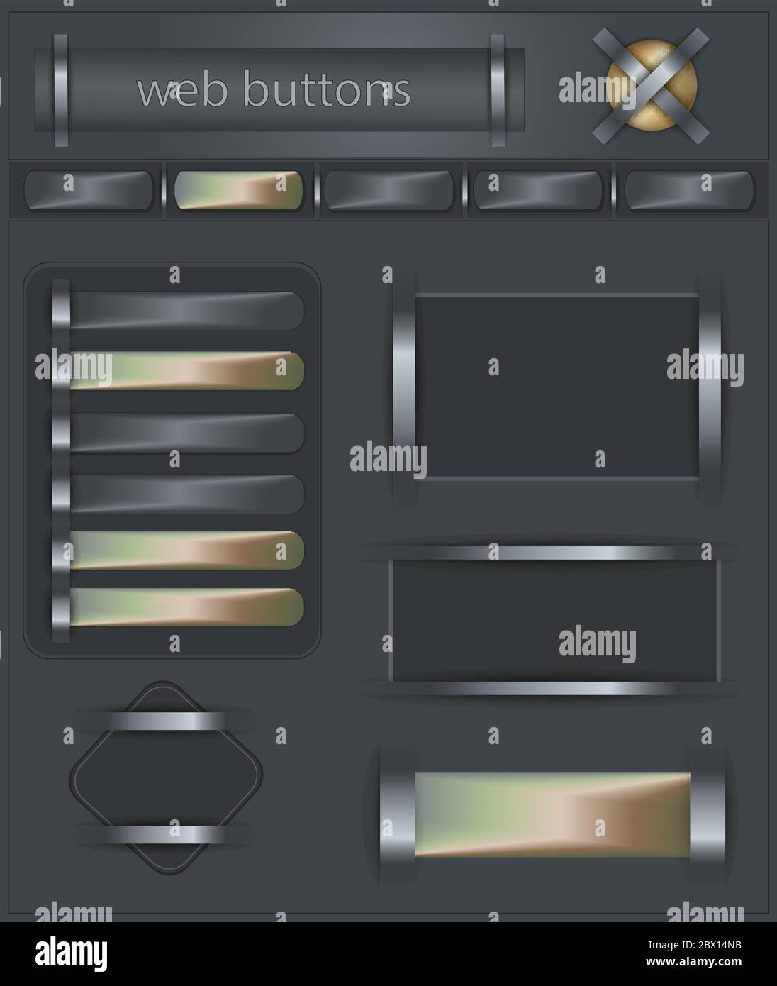 Buttons web template metal pearl vector Stock Vector Image & Art - Alamy