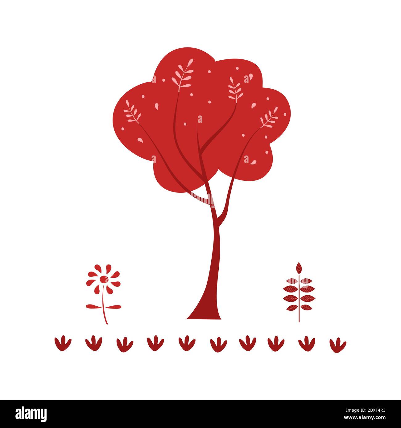 Folk art. Tree decorated in folk style with decorative elements. Vector ...