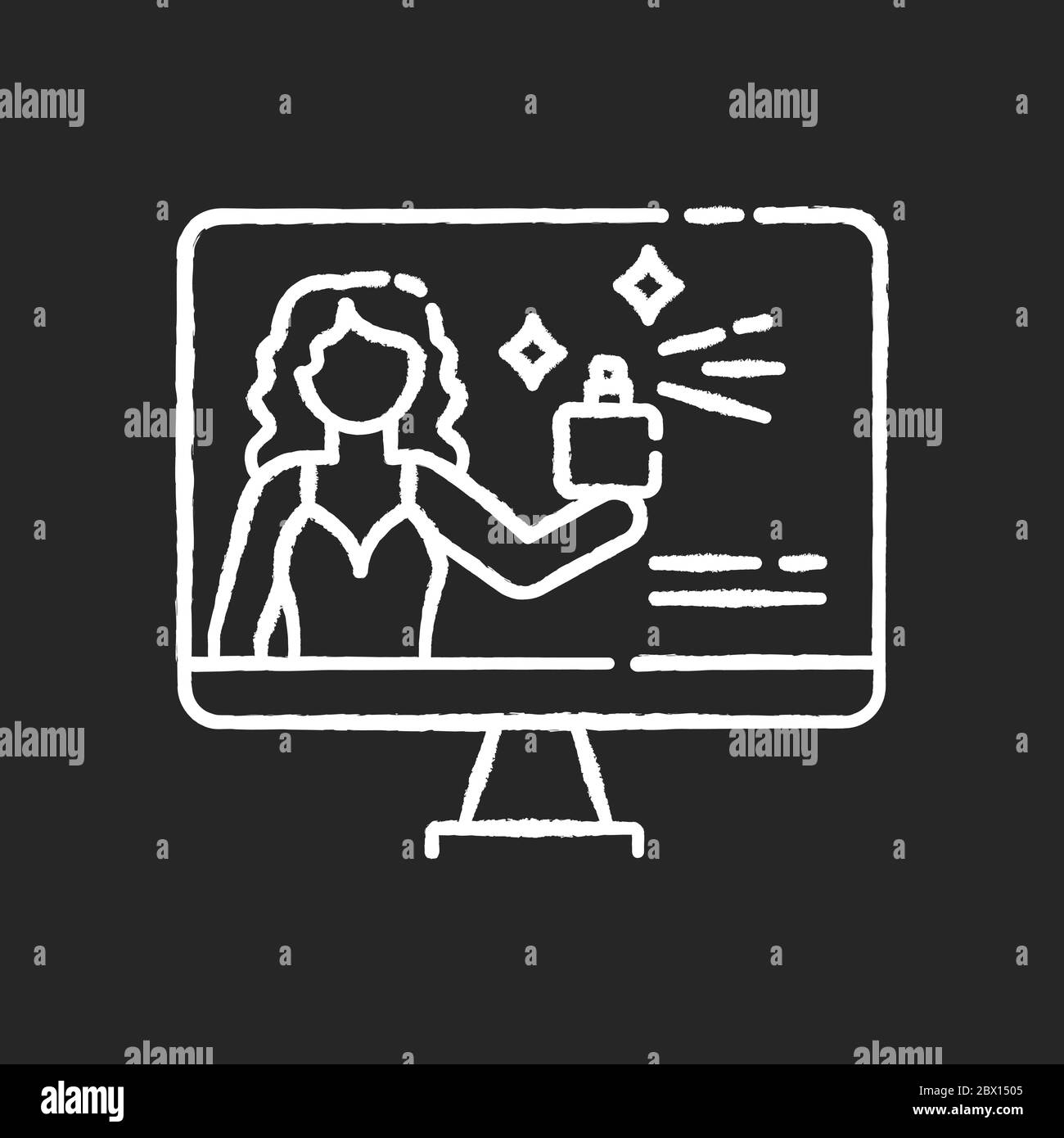 Brand ambassador chalk white icon on black background. Celebrity in ...