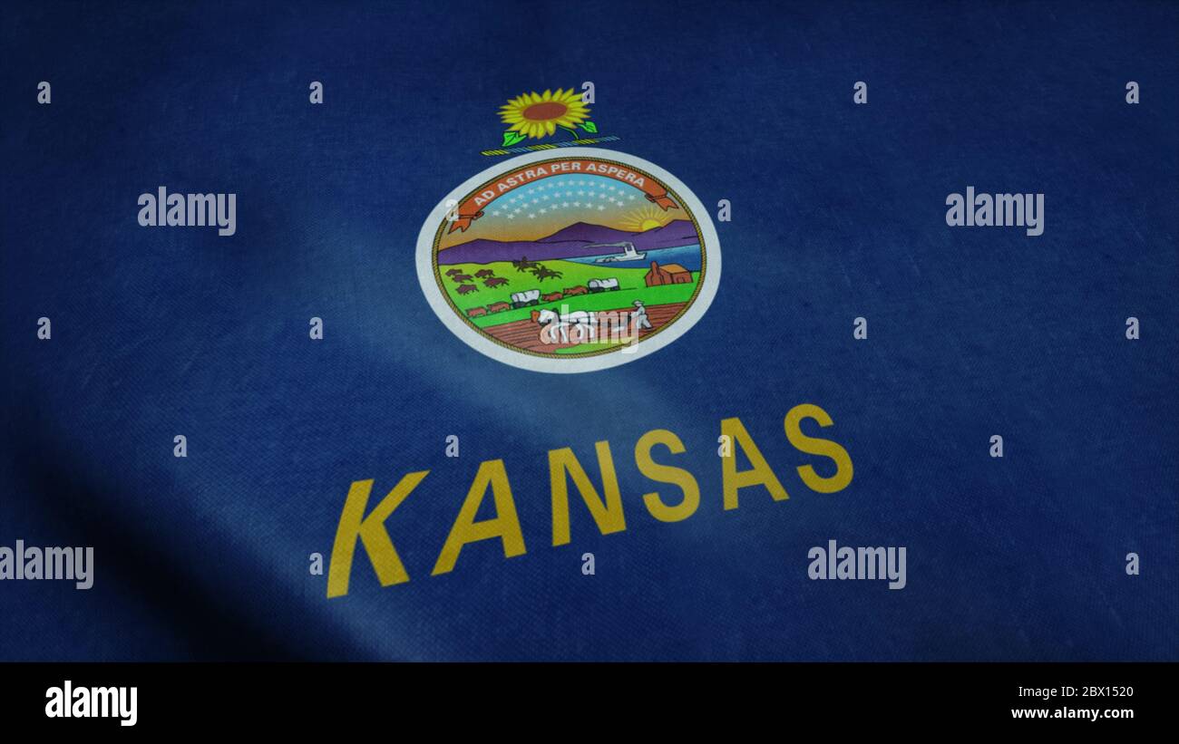 State flag of Kansas waving in the wind. 3d rendering Stock Photo - Alamy