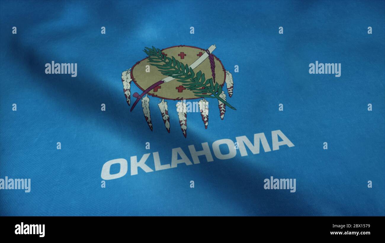 State flag of Oklahoma waving in the wind. 3d rendering Stock Photo - Alamy