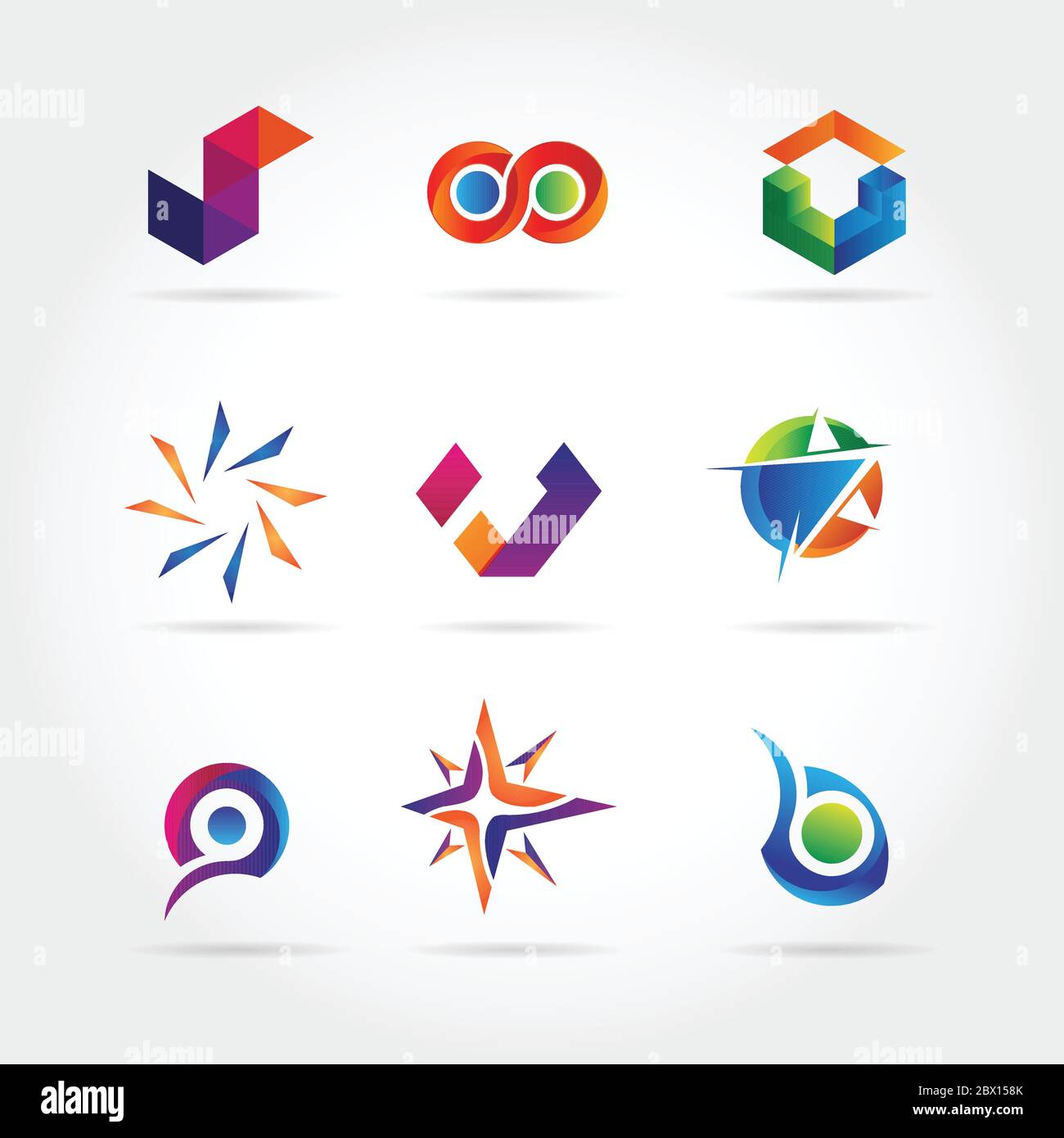 Abstract Colorful Business Logo Set Sign Symbol Icon Stock Vector Image ...