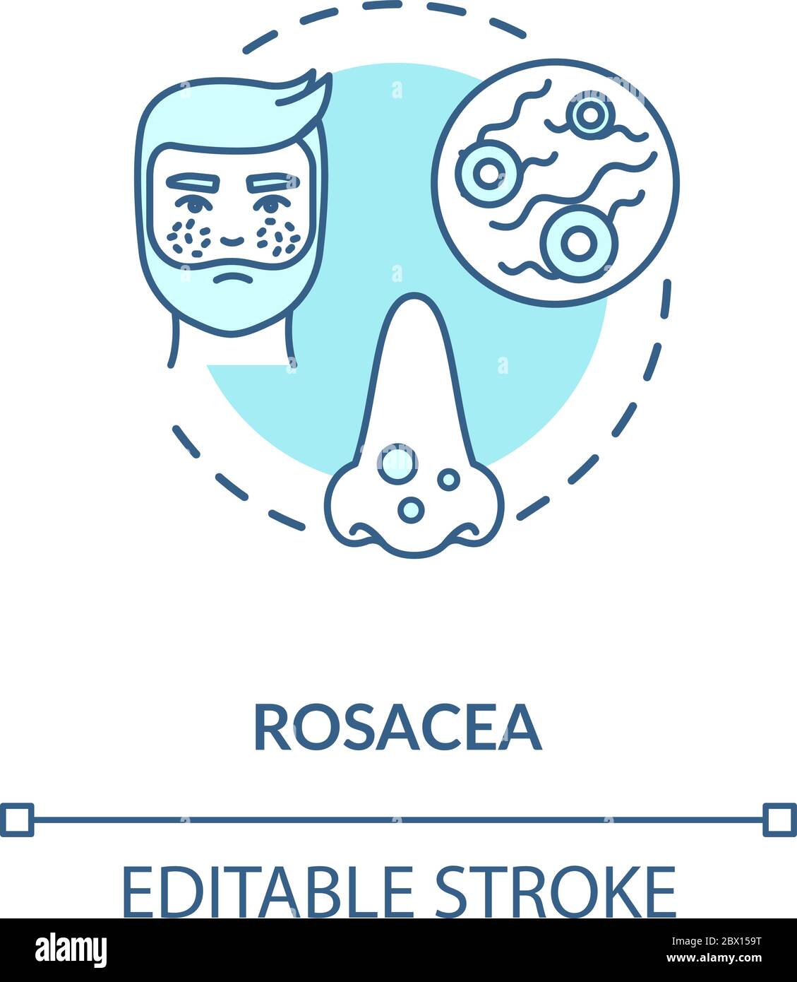 Rosacea concept icon. Mens healthcare problem, facial skin redness idea ...